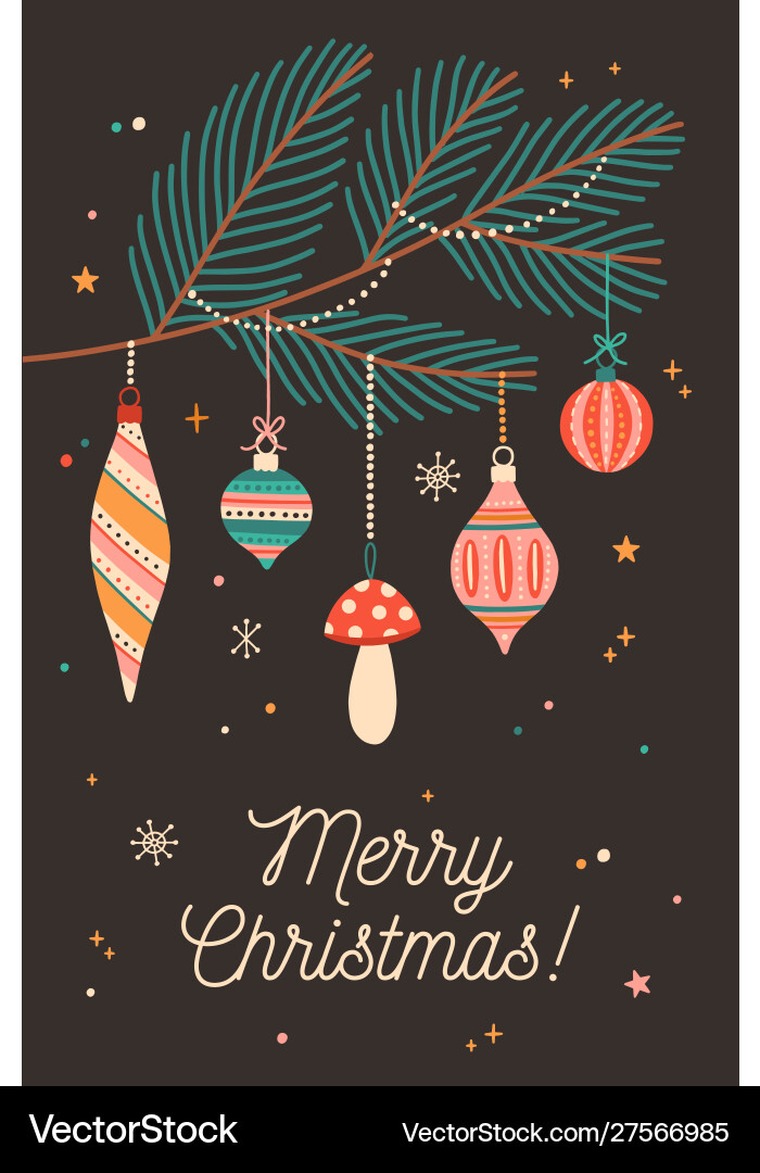 Christmas festive greeting card template Vector Image