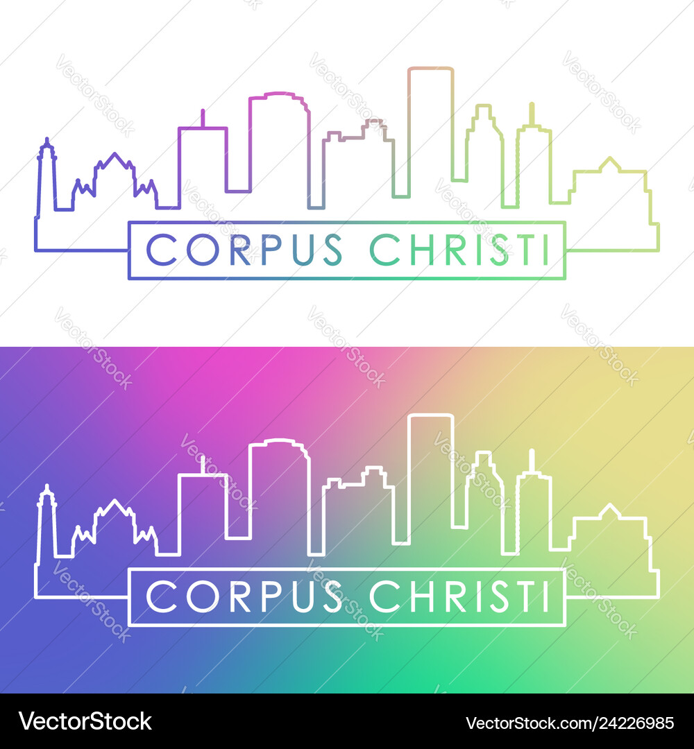 Corpus christi skyline colorful linear style Vector Image