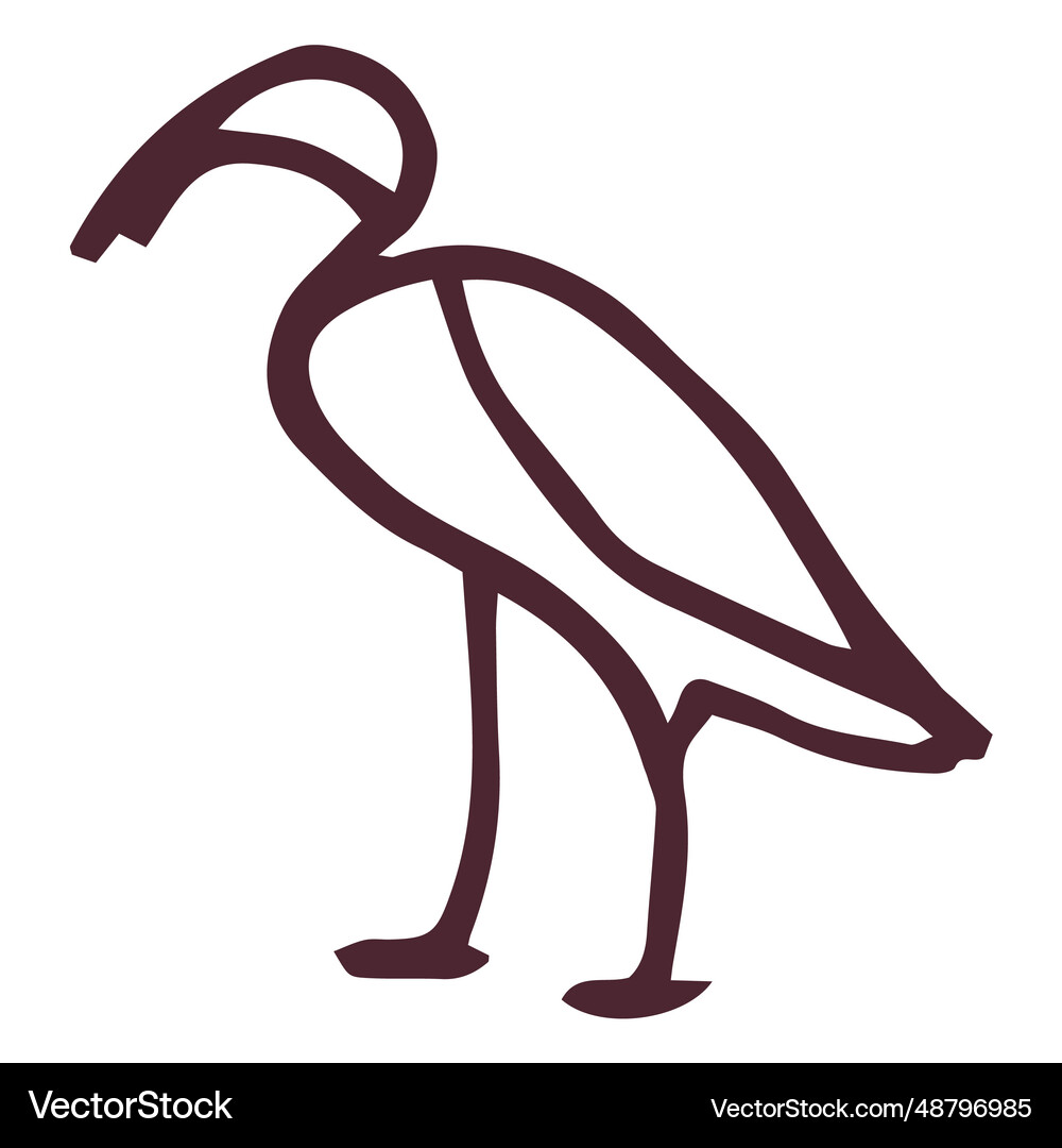 Egyptian ibis hieroglyphs symbol Royalty Free Vector Image