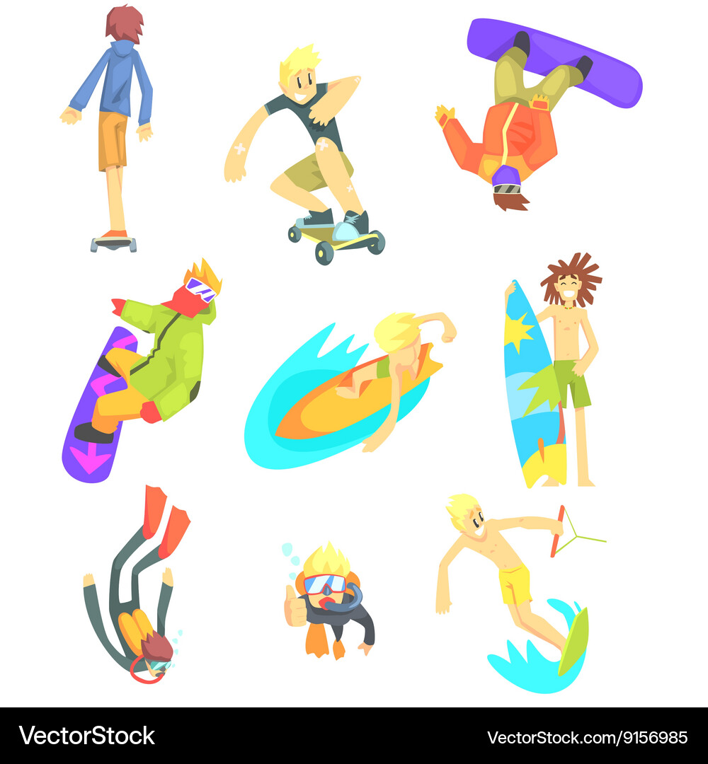 Extreme sports set Royalty Free Vector Image - VectorStock