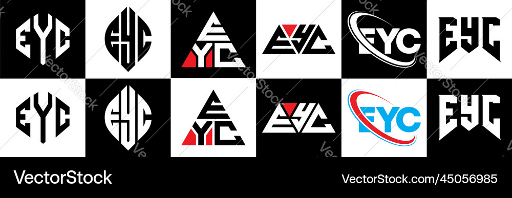 Eyc letter logo design in six style polygon Vector Image