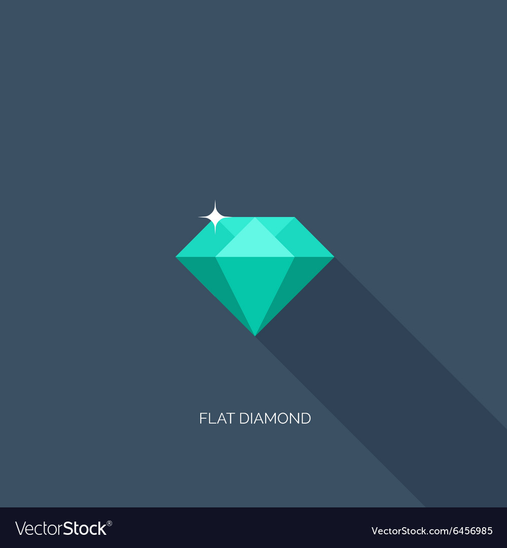Flat diamond with shadow Royalty Free Vector Image