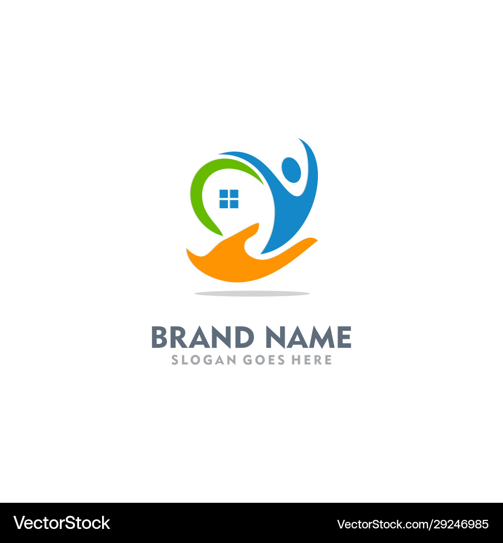 Happy man care home logo Royalty Free Vector Image