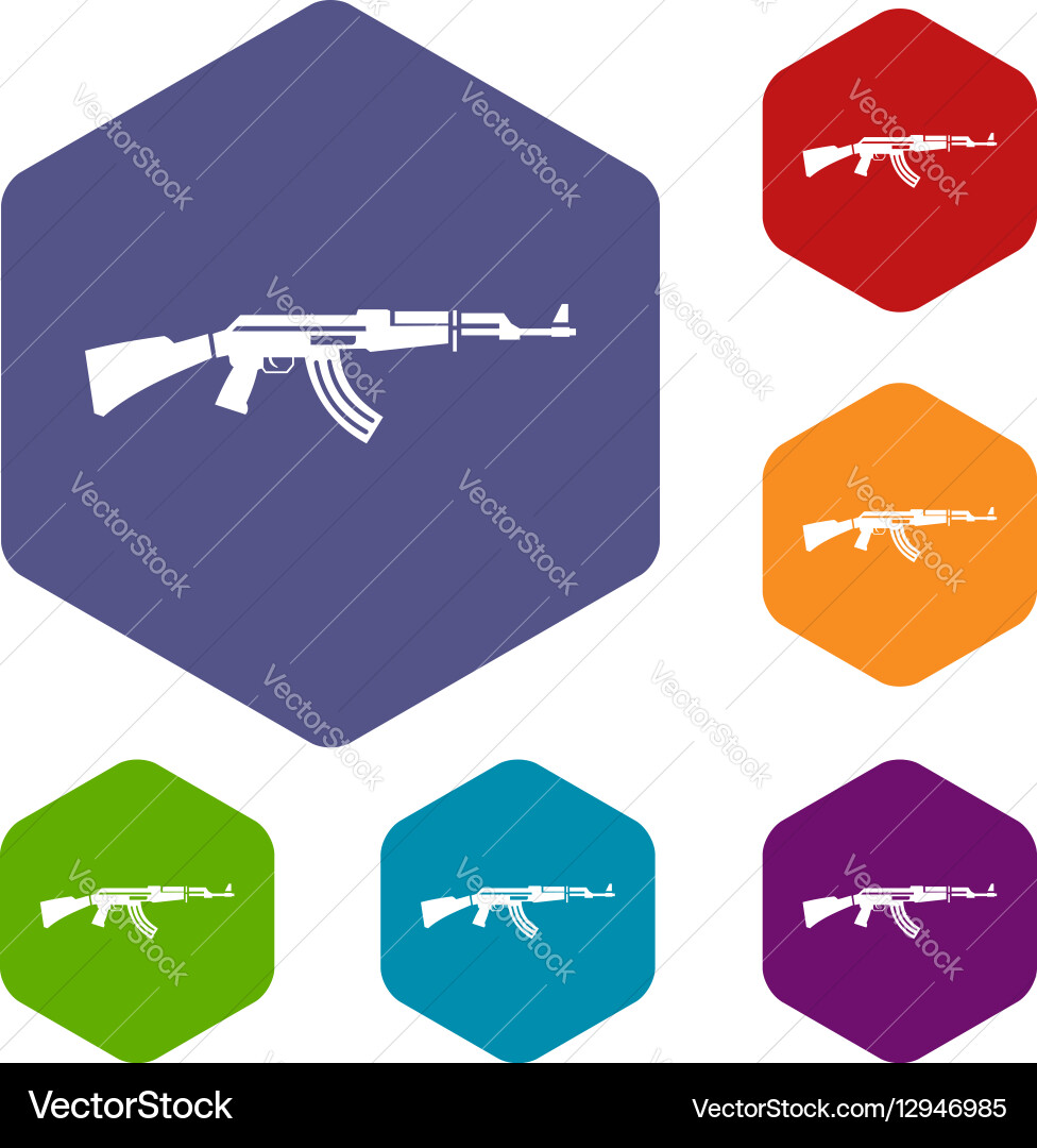 Military rifle icons set Royalty Free Vector Image