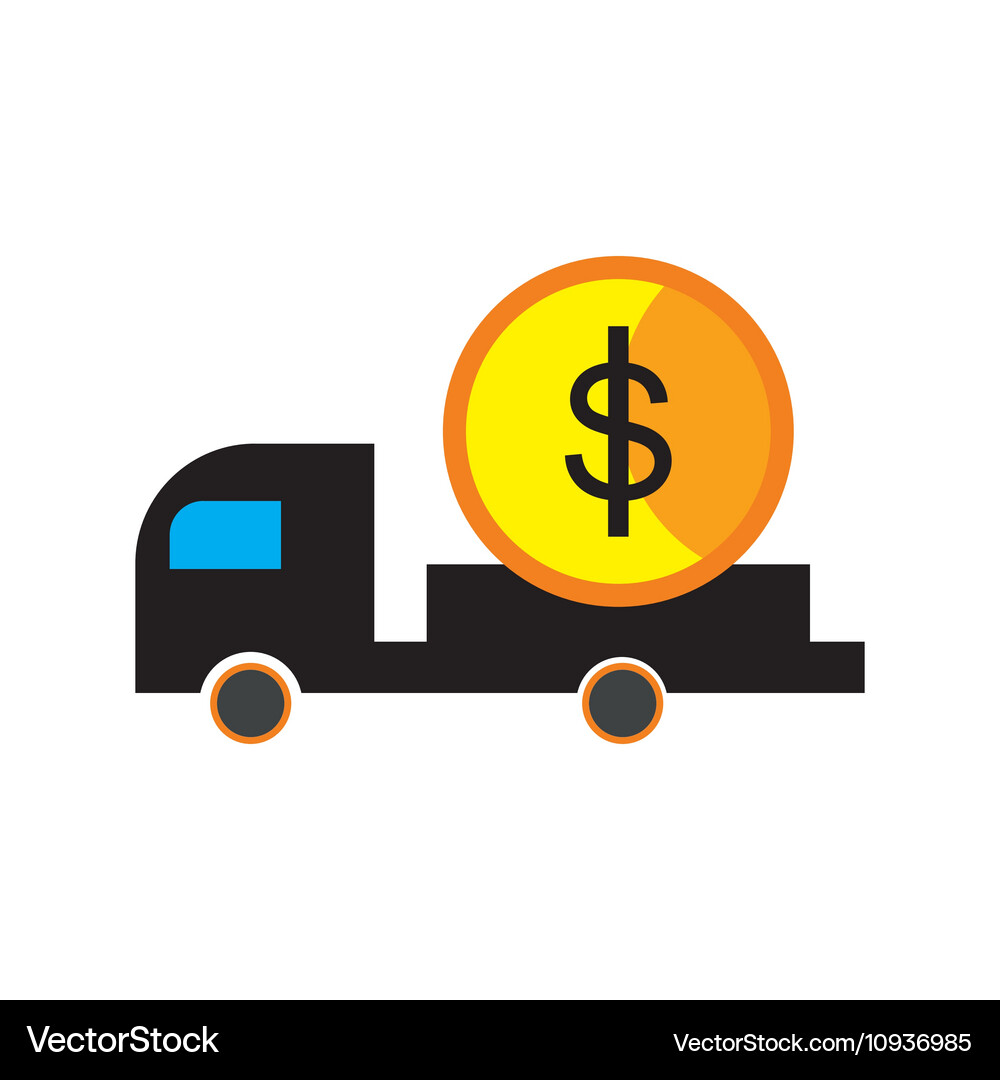 Modern flat icon with shadow car and money Vector Image