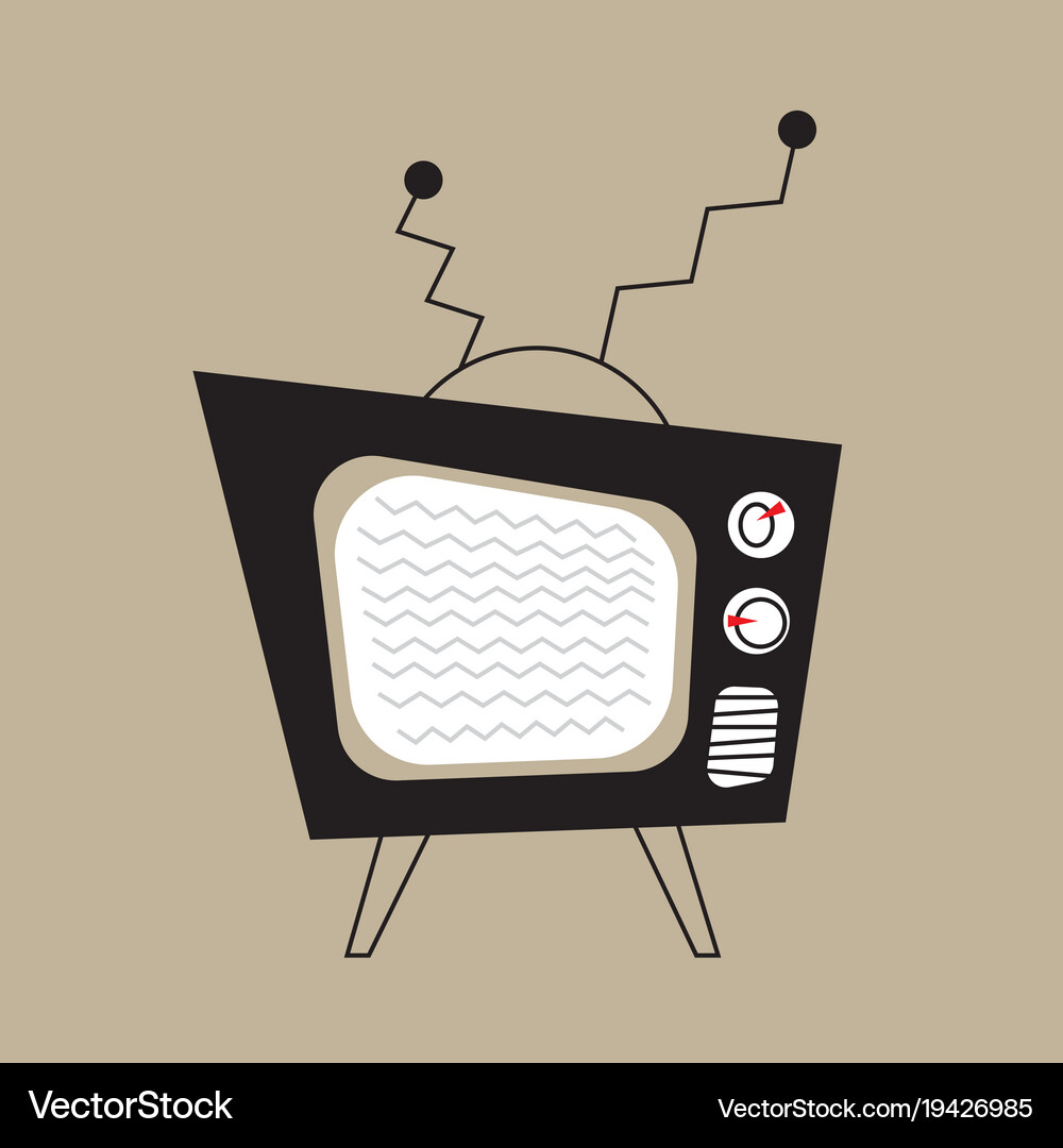 Retro television with black case and curved Vector Image