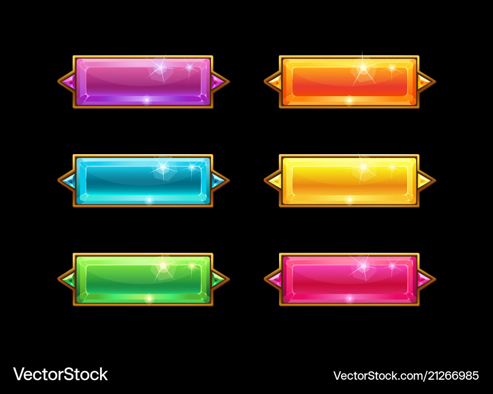 Set colorful long crystal horizontal buttons with Vector Image