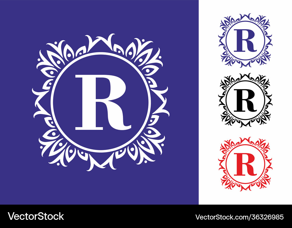 White purple r initial letter in classic Vector Image