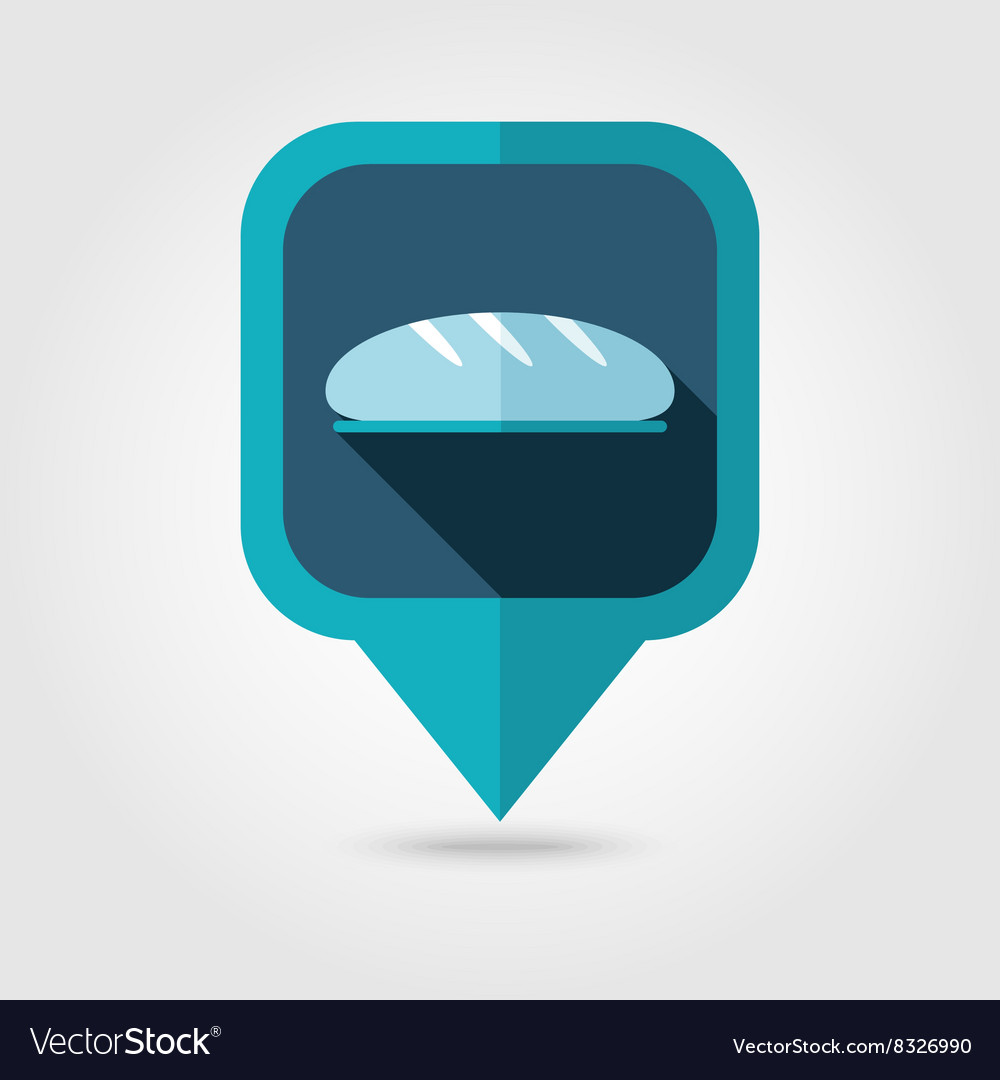 Bread flat pin map icon map pointer Royalty Free Vector