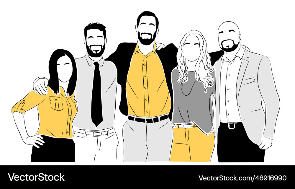 Business team standing and supporting each other Vector Image