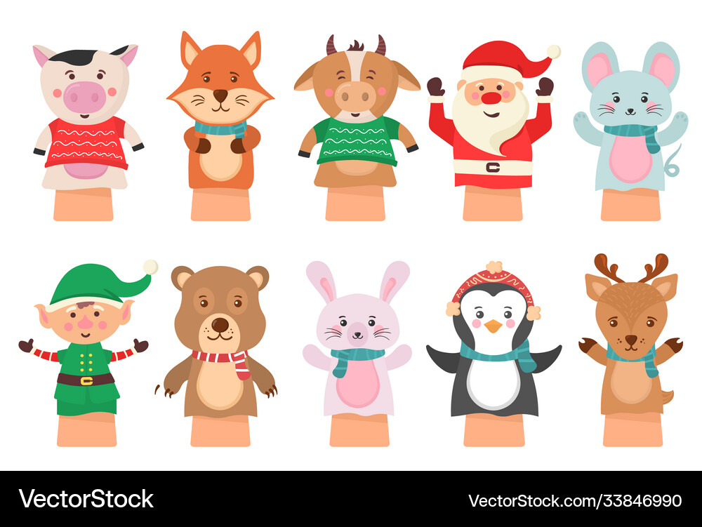 Cartoon theater puppets Royalty Free Vector Image