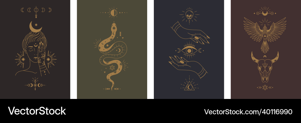 Collection of mystical posters Royalty Free Vector Image
