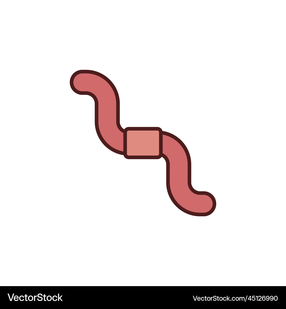 Earth-worm concept colored icon - worm red sign Vector Image