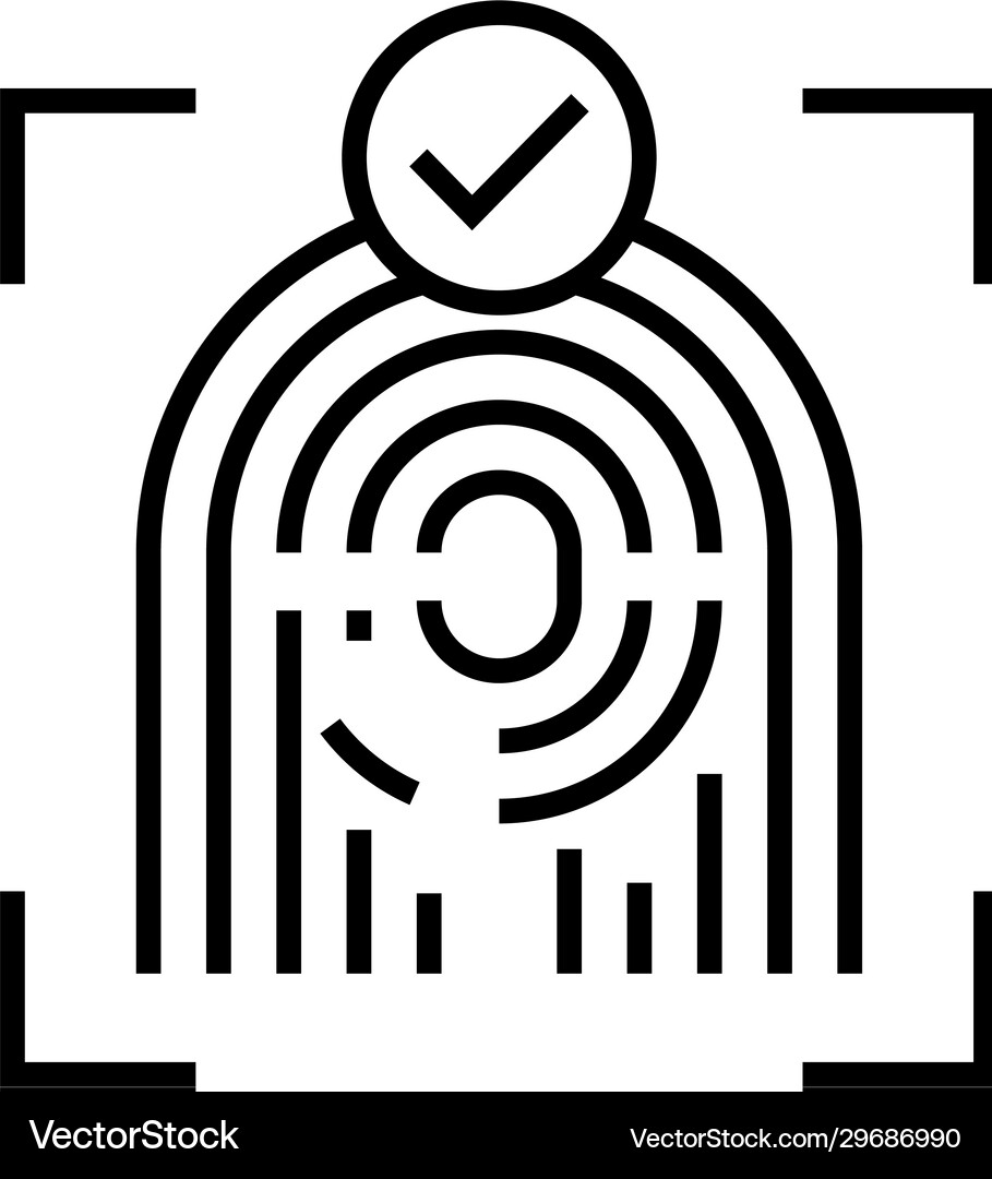 Electronic fingerprint line icon concept sign Vector Image