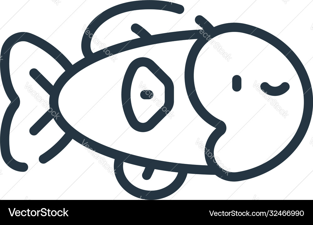 Fish icon isolated on white background outline Vector Image