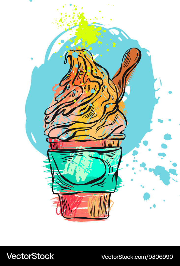 Hand drawn abstract textured ice cream card Vector Image