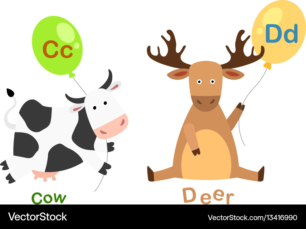Isolated alphabet letter c-cowd-deer Royalty Free Vector