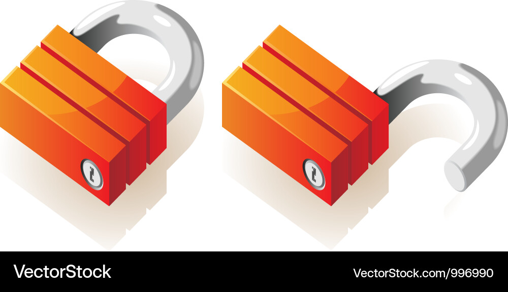 Isometric icons of locks Royalty Free Vector Image