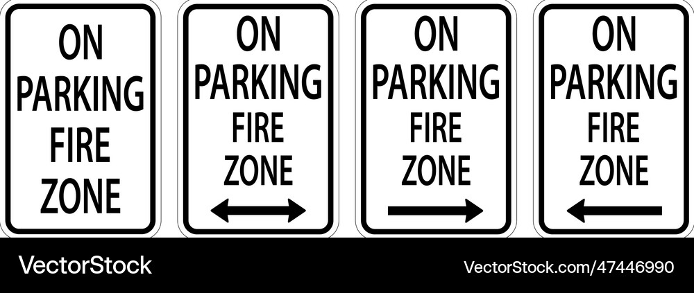 No parking fire zone sign on white background Vector Image