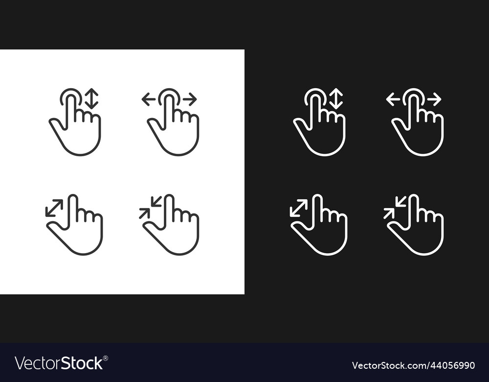 Scrolling and zooming gestures pixel perfect Vector Image Scrolling and zooming gestures pixel perfect Vector Image
