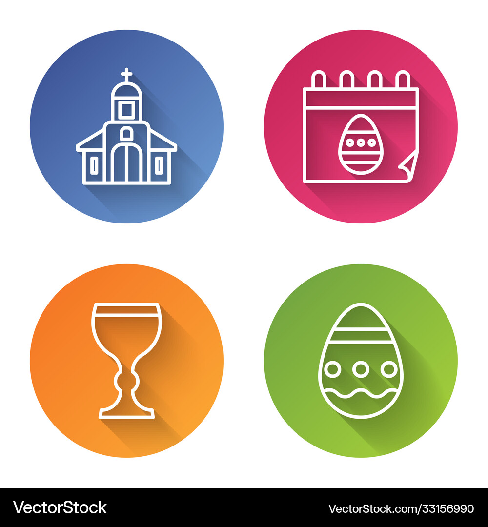 Set line church building calendar with easter egg Vector Image