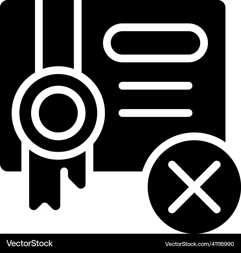 Submission decline black glyph icon Royalty Free Vector