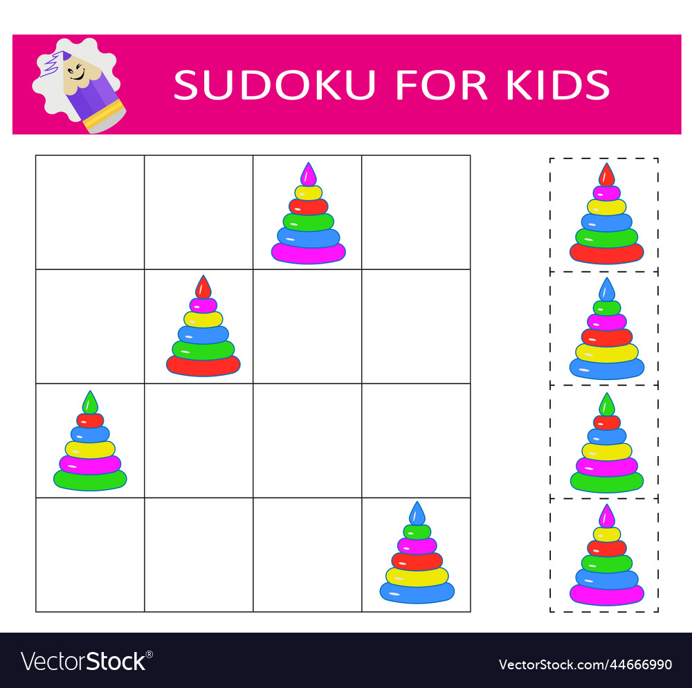 Sudoku for kids logical thinking training Vector Image