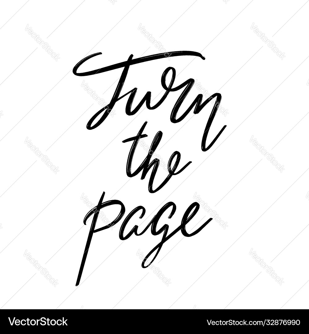 Turn page hand drawn lettering isolated Royalty Free Vector
