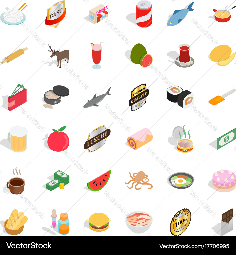 Cream icons set isometric style Royalty Free Vector Image