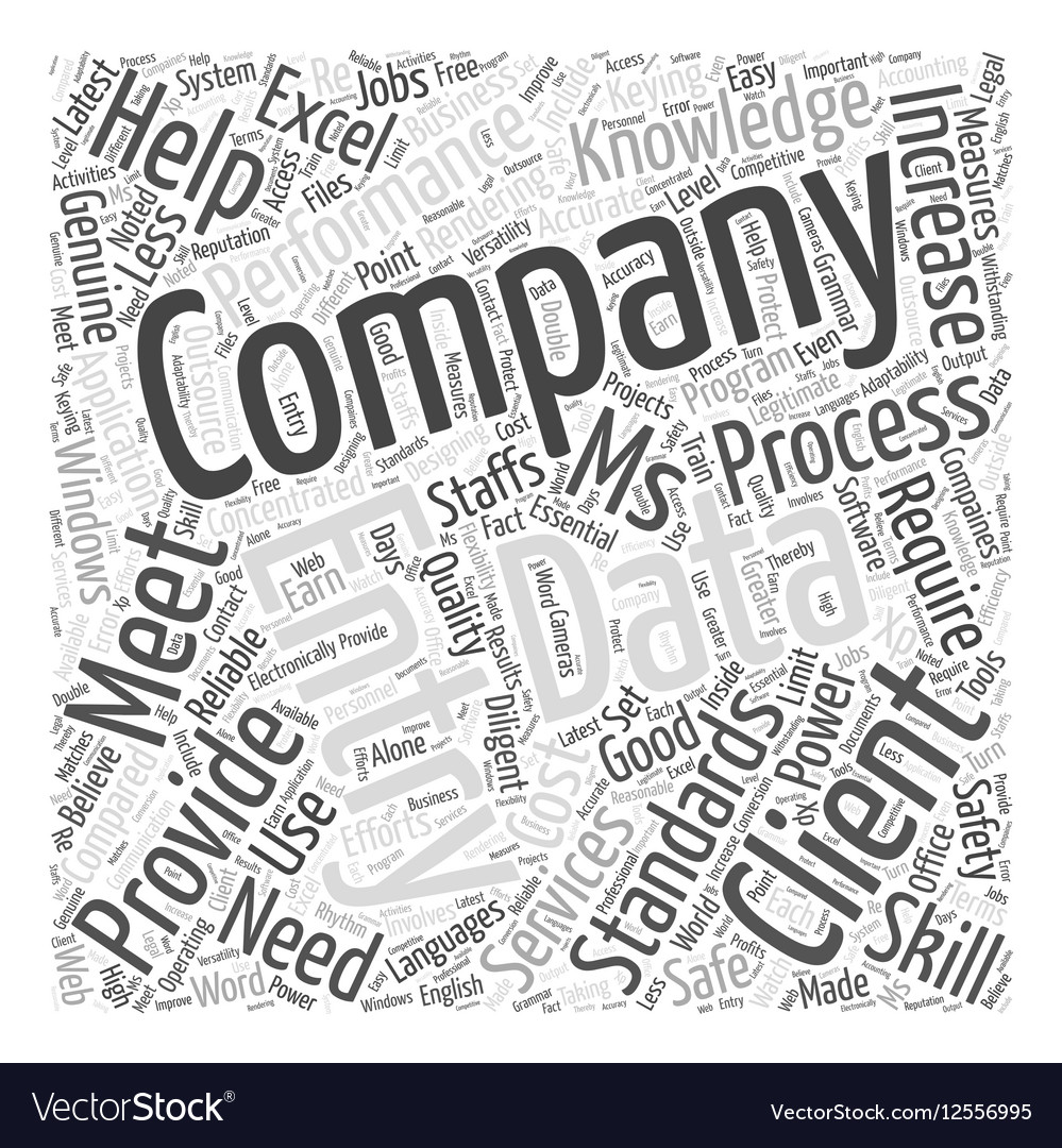 Data entry performance standards word cloud Vector Image