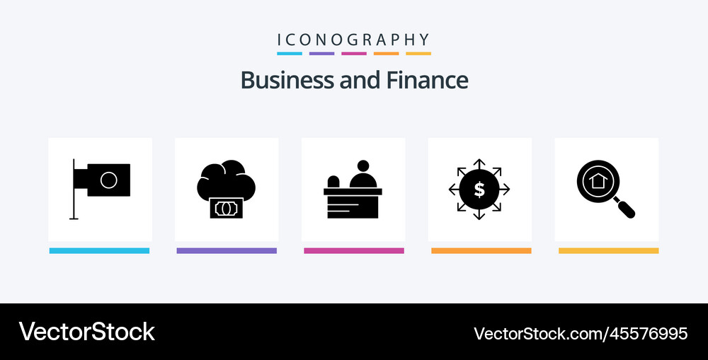 Finance glyph 5 icon pack including real estate Vector Image