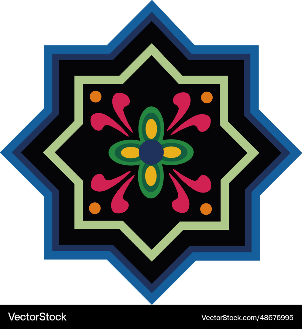 Islamic star nature floral Royalty Free Vector Image