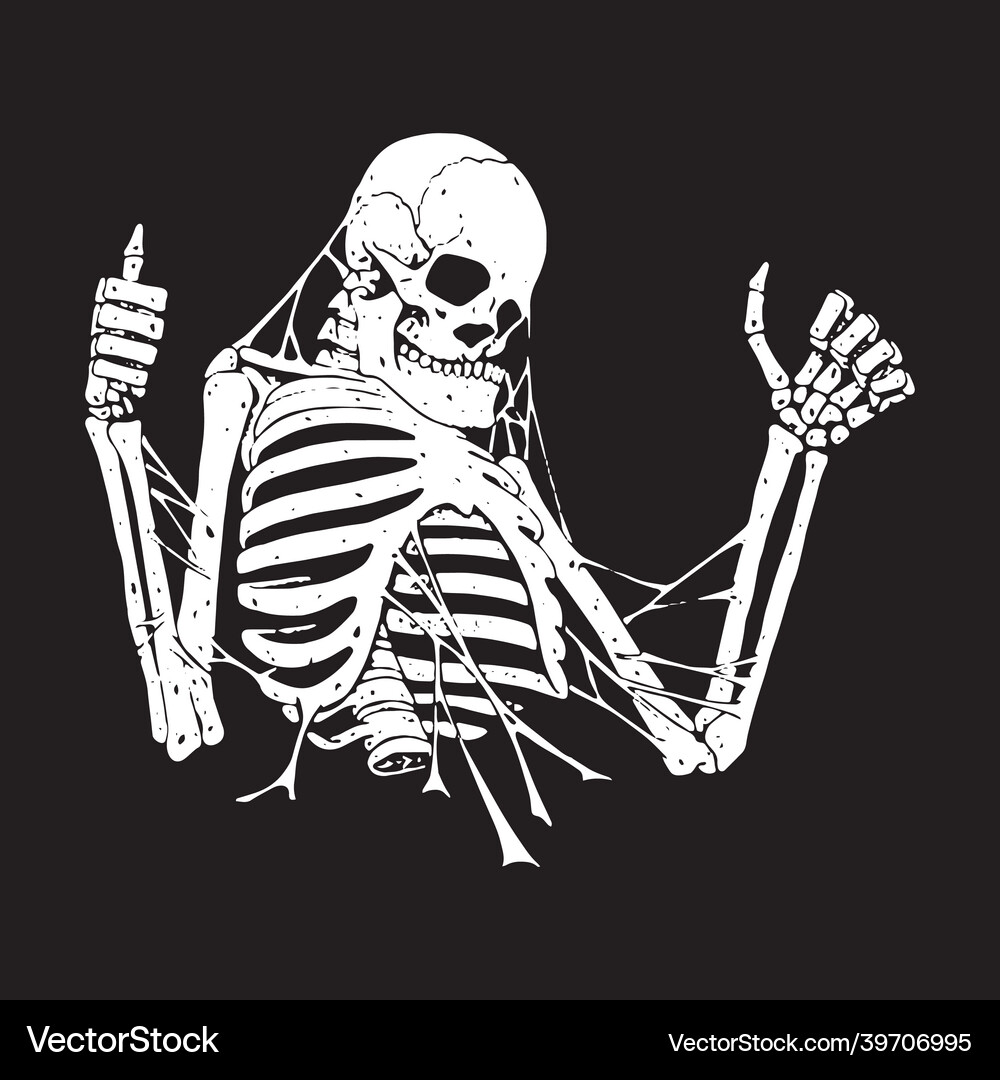 Positive skeleton in the web abstract in black Vector Image