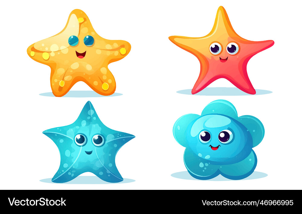 Set of fishstar collection Royalty Free Vector Image