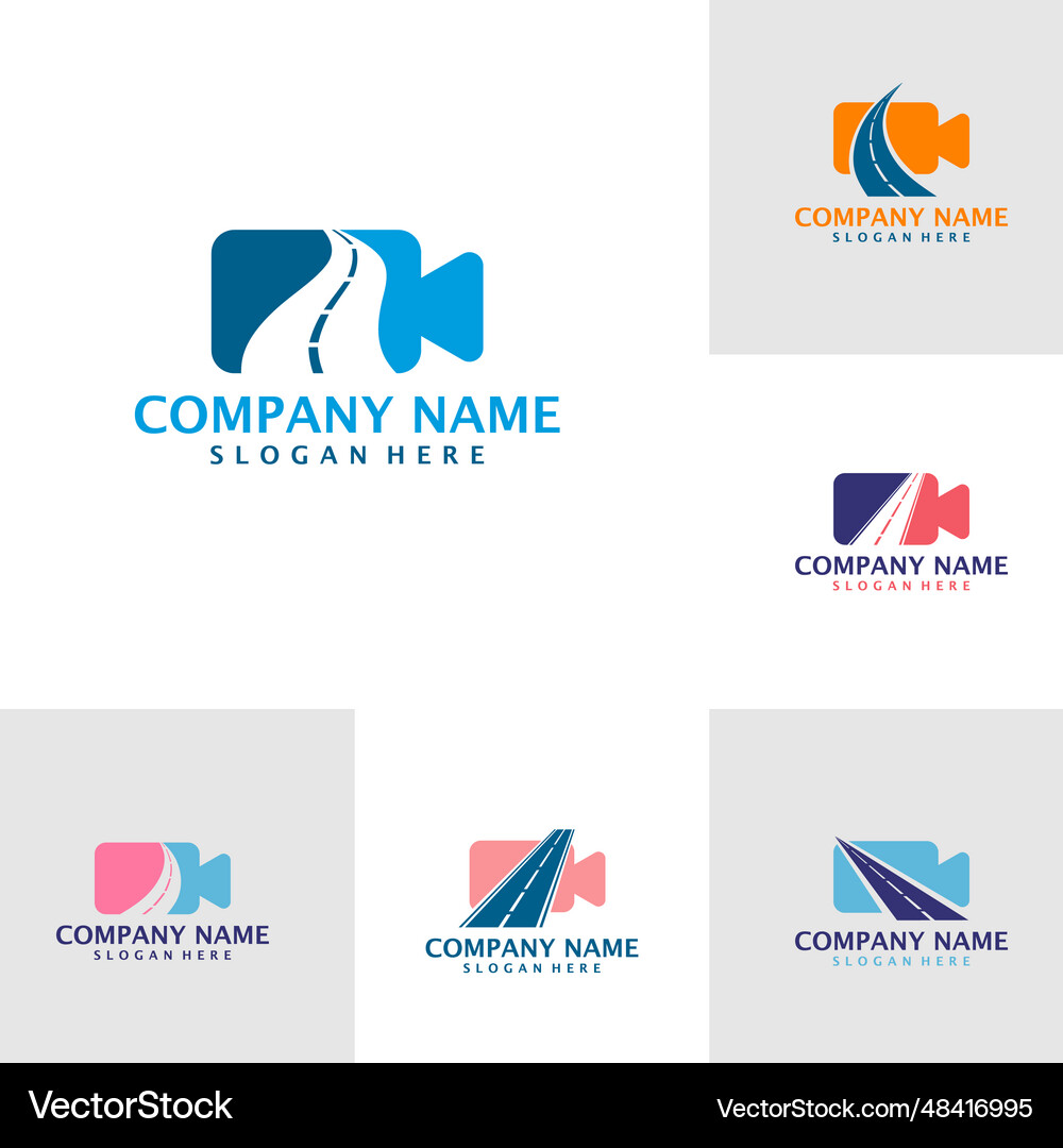 Set of road camera logo design Royalty Free Vector Image