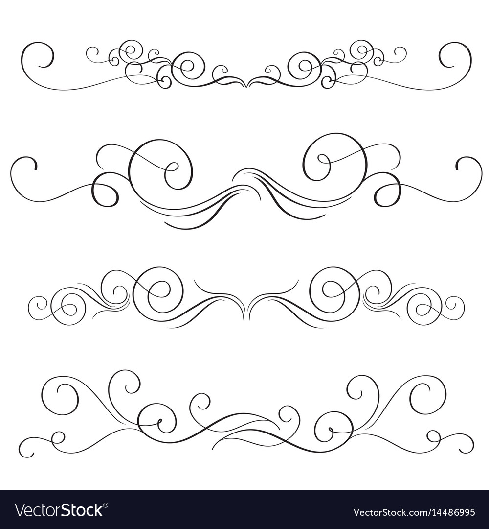 Set of vintage flourish decorative art calligraphy