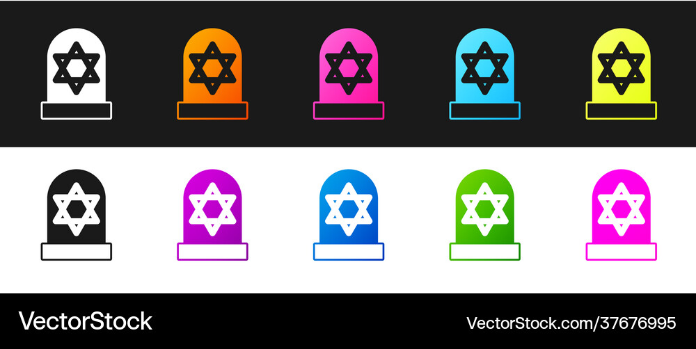 Set tombstone with star david icon isolated Vector Image
