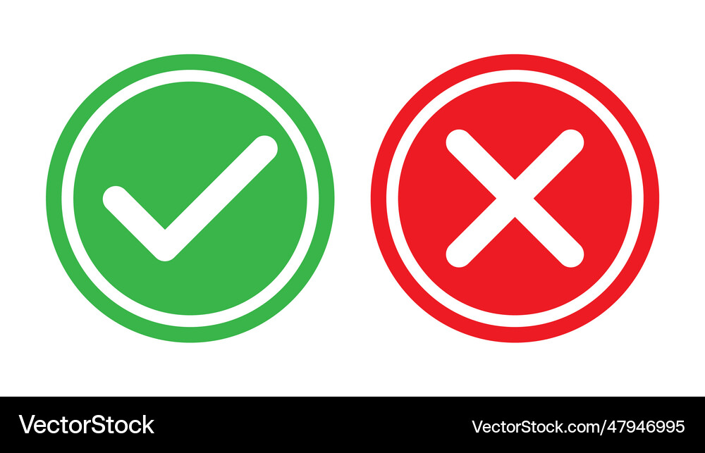 Tick and cross signs Royalty Free Vector Image