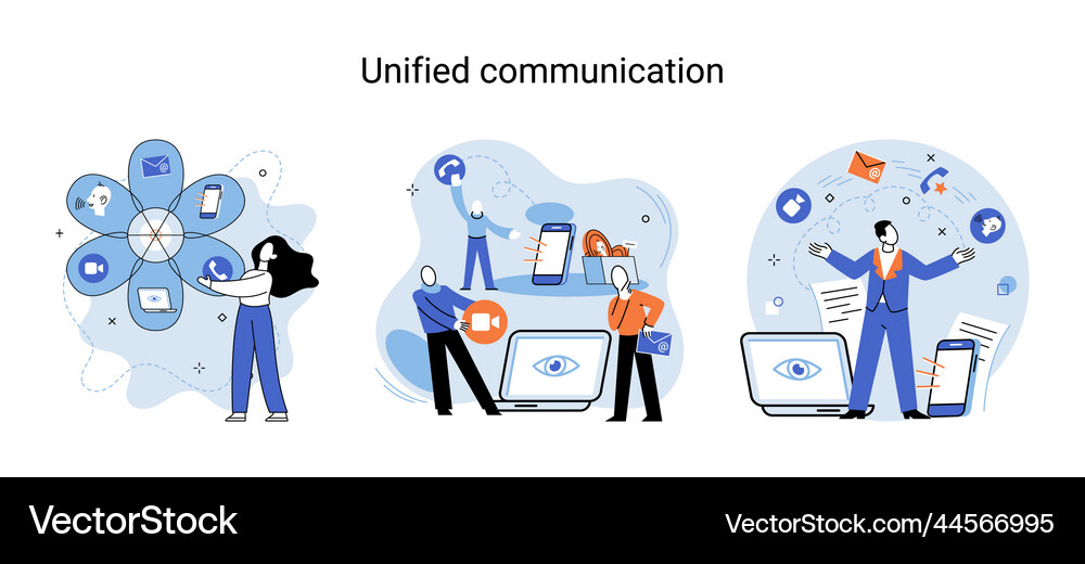 Unified communication concept metaphor characters Vector Image