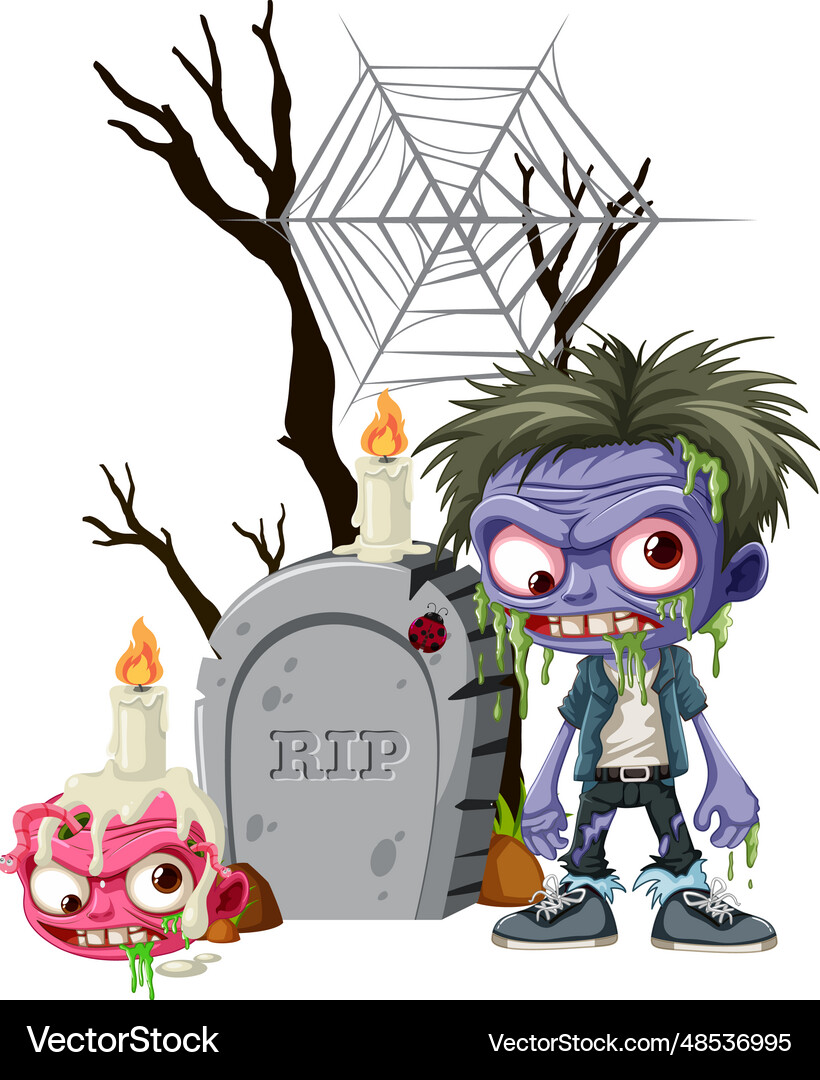 Zombie cartoon character standing in front Vector Image