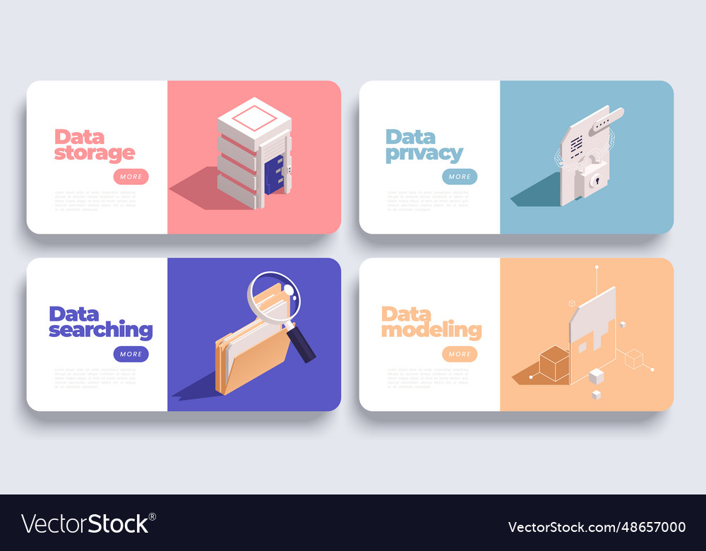 Data horizontal banners set Royalty Free Vector Image