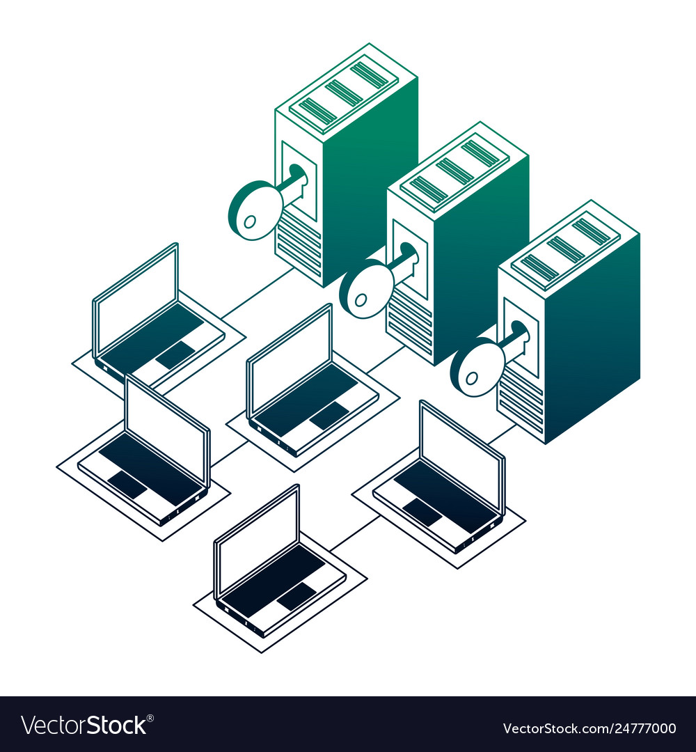 Database Server Center Security Protection Vector Image