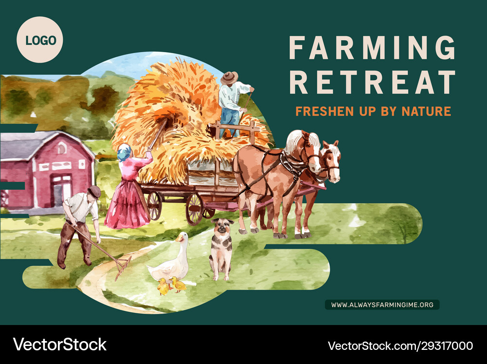 Farmer frame design with horse warehouse Vector Image