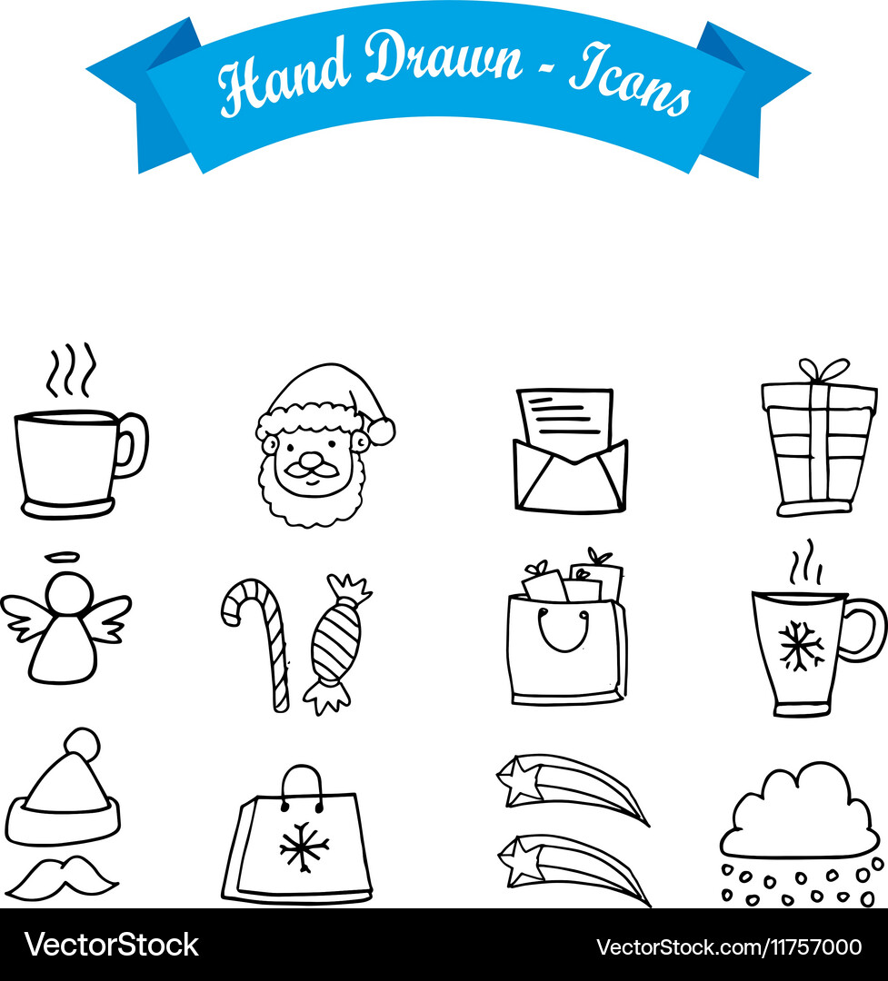 Hand draw collection christmas icon Royalty Free Vector