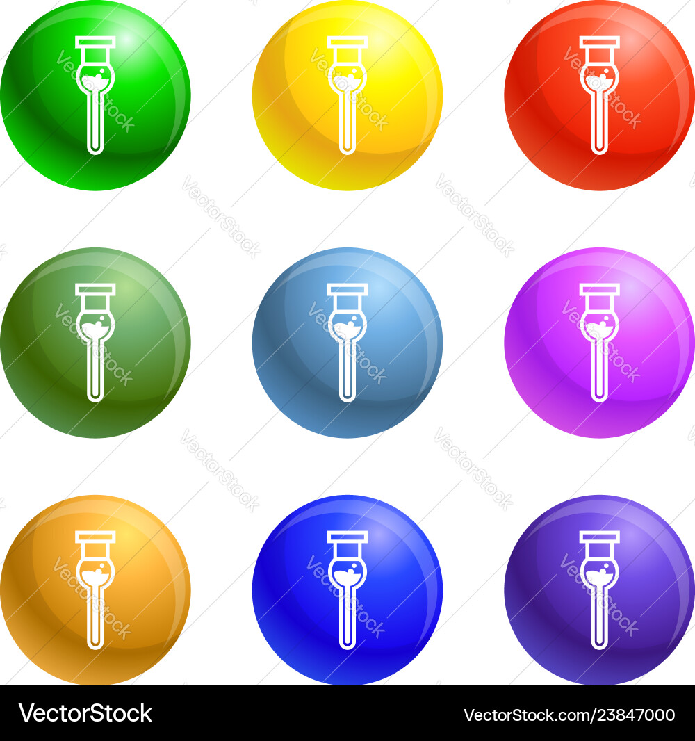 Modern test tube icons set Royalty Free Vector Image