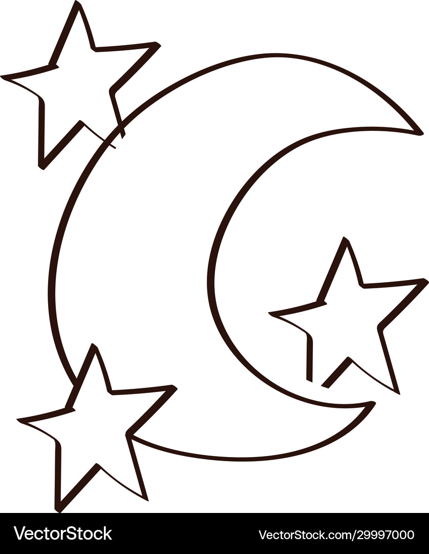Moon and stars magic line style icon Royalty Free Vector