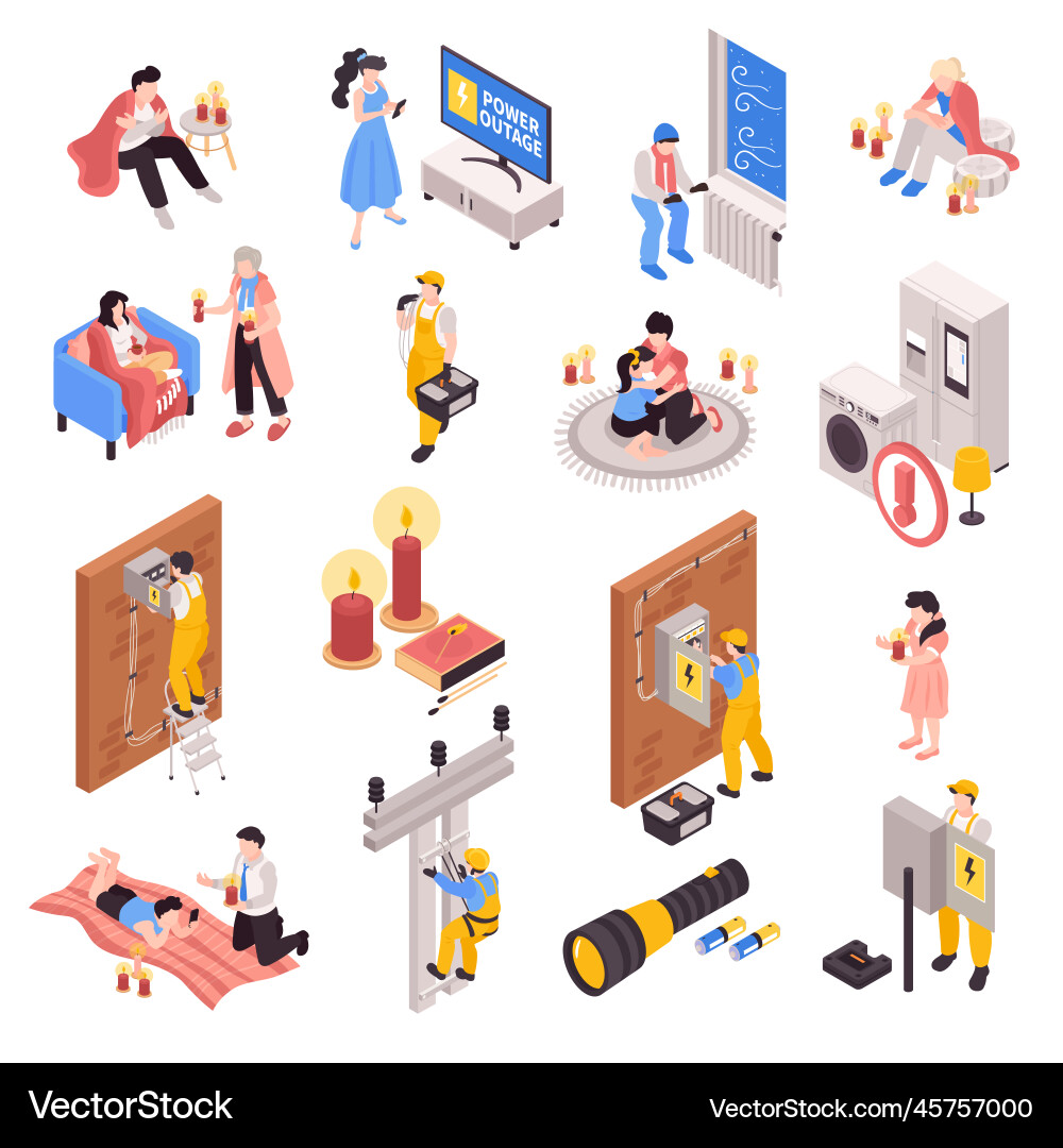 Power outage icons collection Royalty Free Vector Image