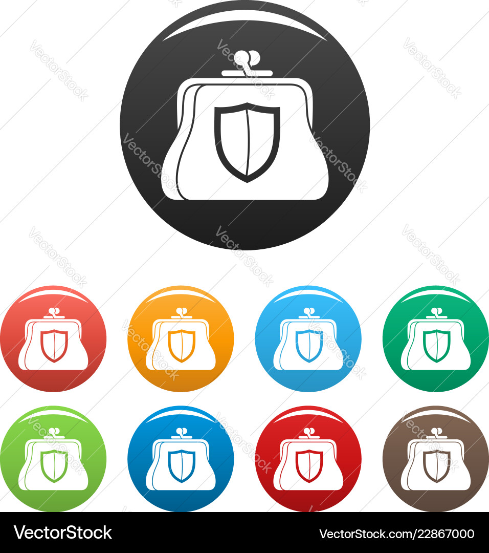 Secure purse icons set color Royalty Free Vector Image