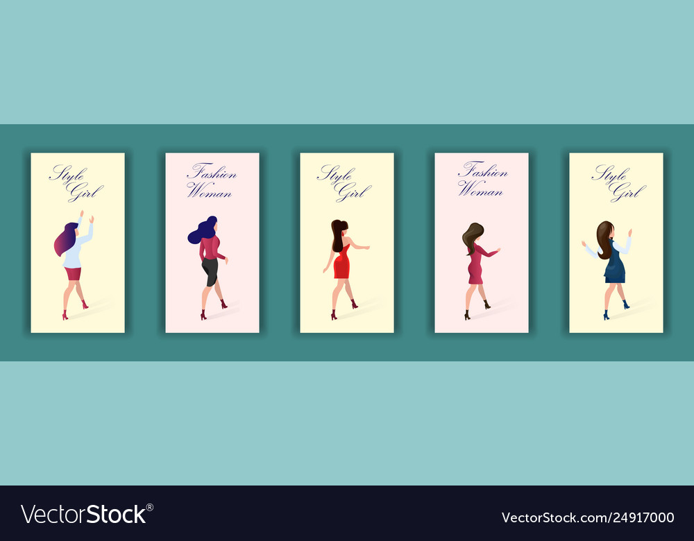 Set card with inscription fashion woman style girl