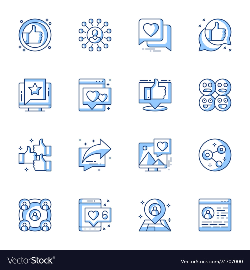 Social media communication line icons set Vector Image Social media communication line icons set Vector Image